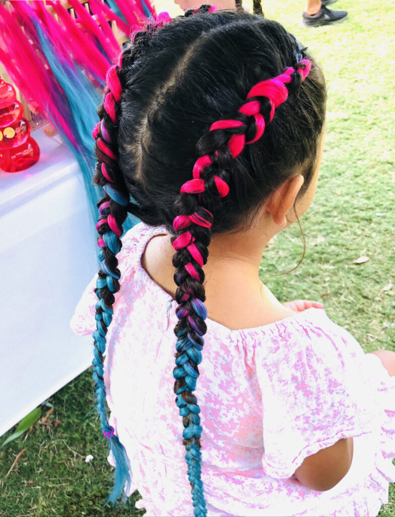 Colour hair braids – Glitter Girls Pamper Parties